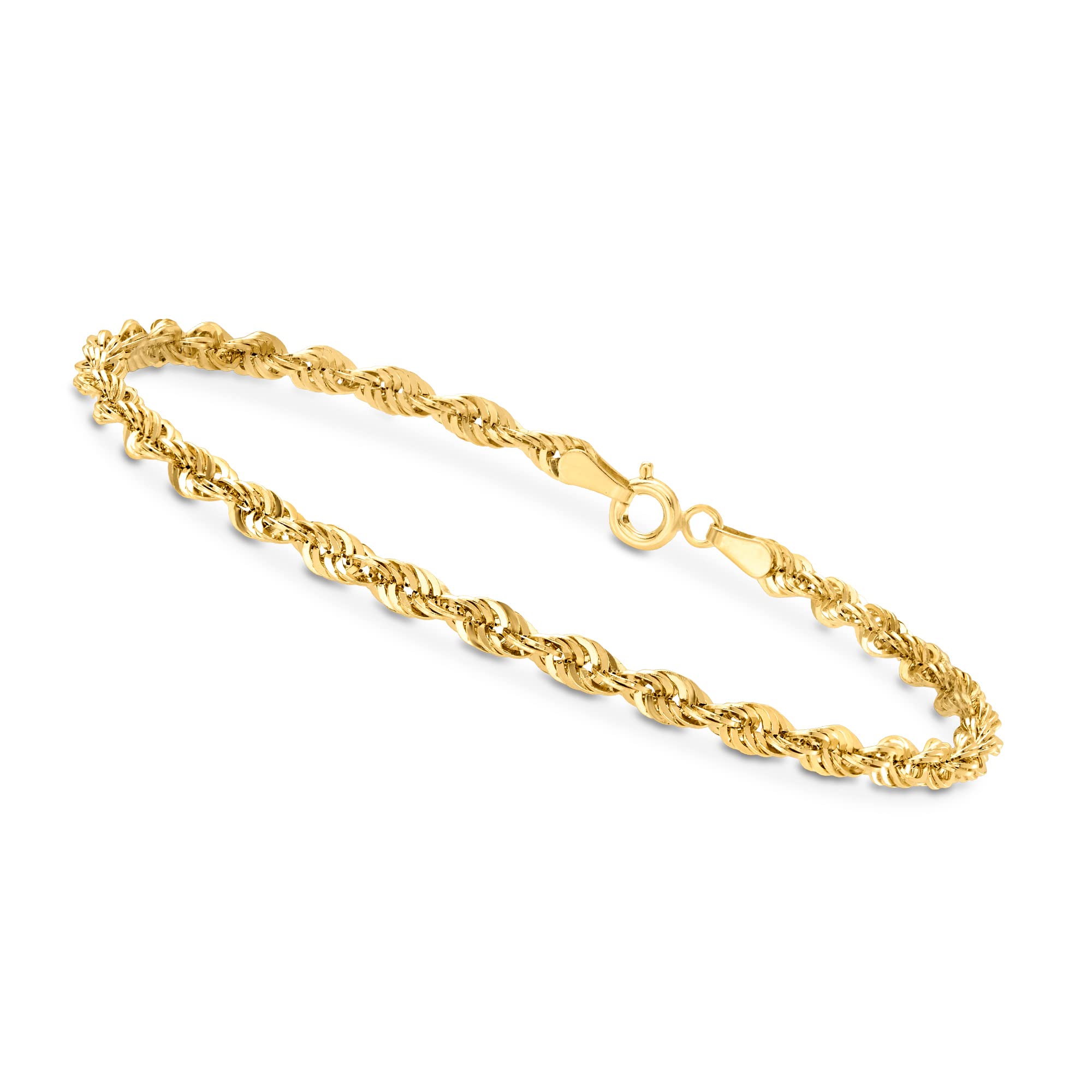 Canaria 3.2mm 10kt Yellow Gold Rope-Chain Bracelet. 7 inches