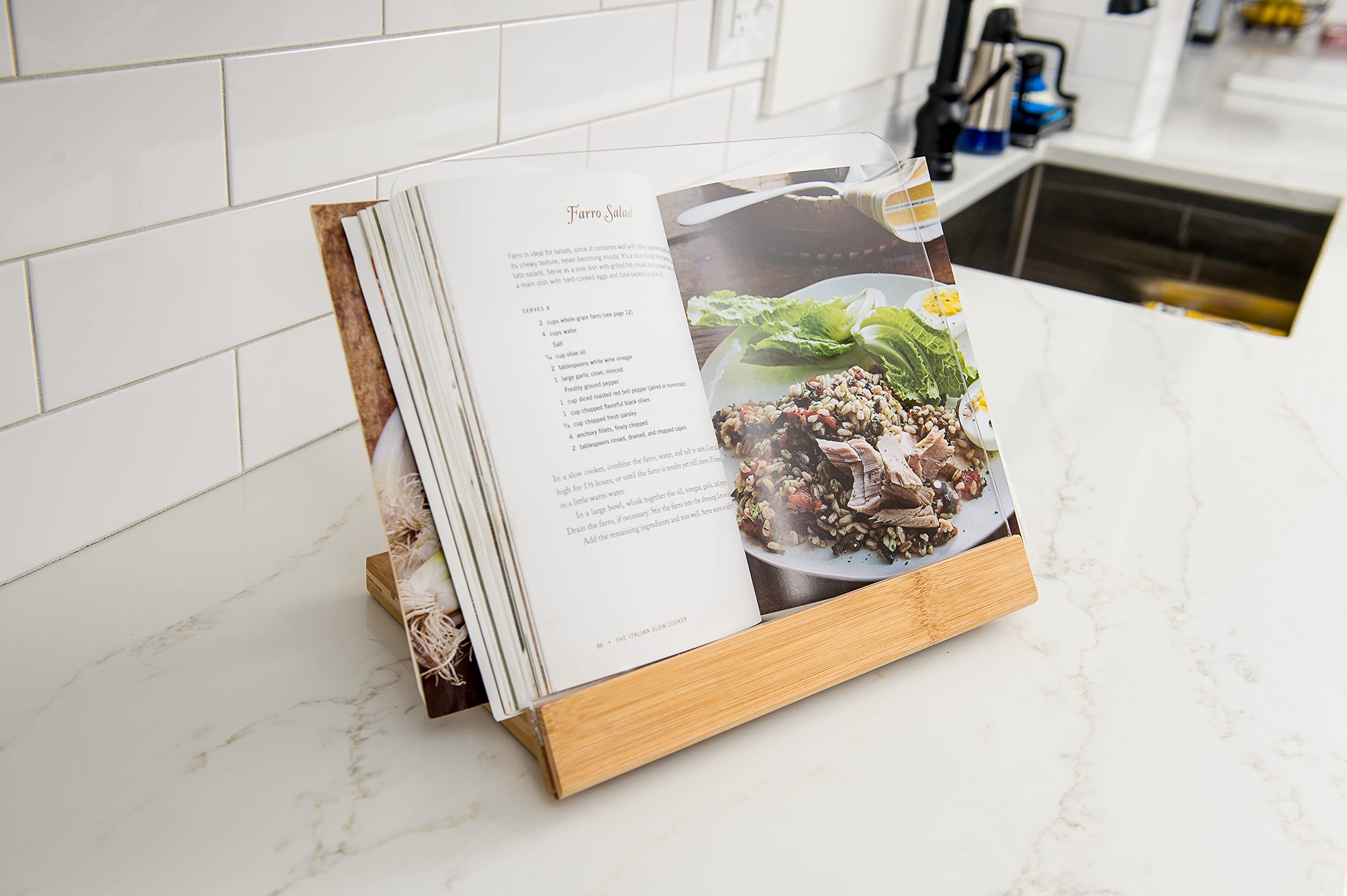 Lipper International 8815 Bamboo Wood and Acrylic Cookbook Holder, 12-1/2" x 9-1/4" x 6-3/4"