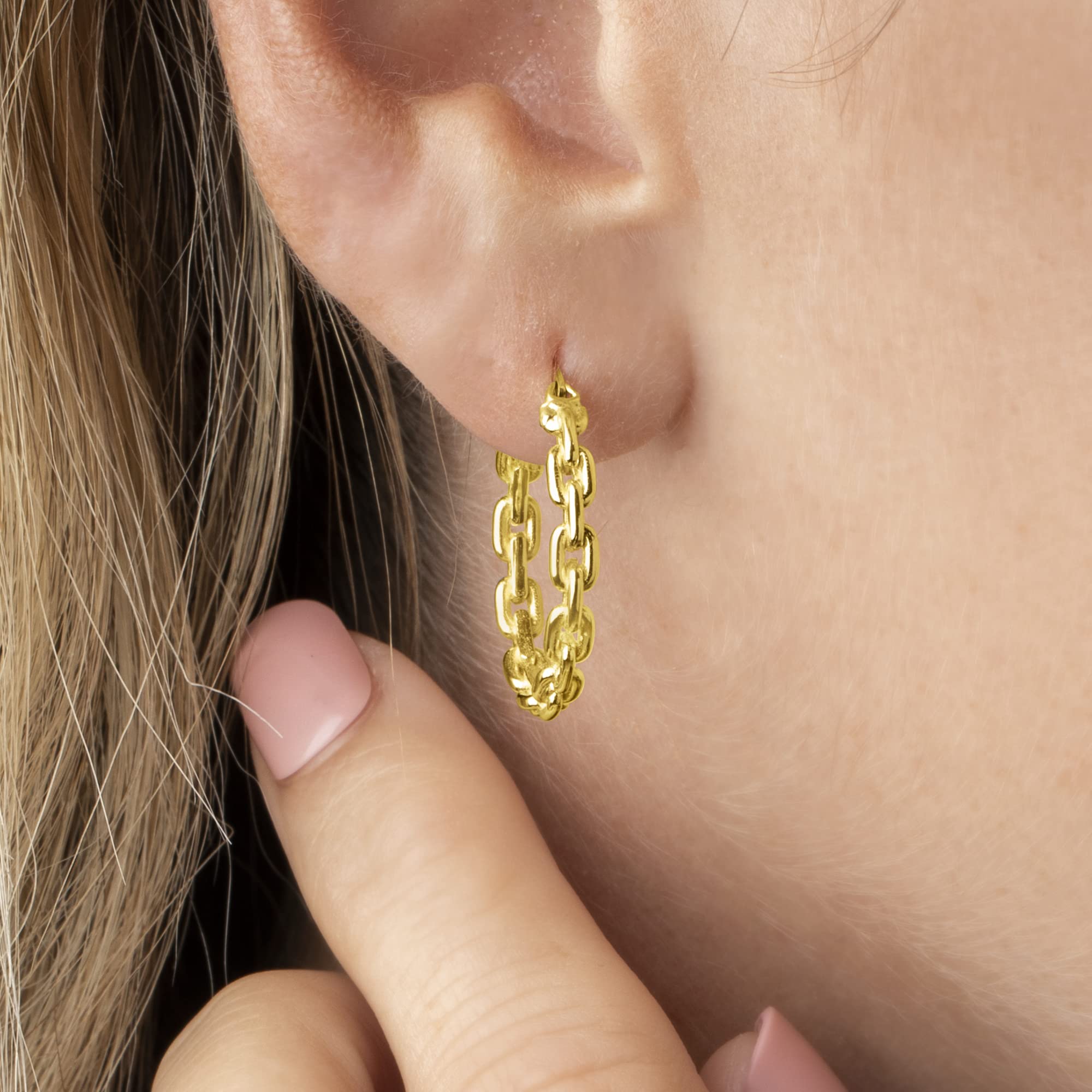 Canaria Fine Jewelry 10kt Yellow Gold Paper Clip Link Hoop Earrings