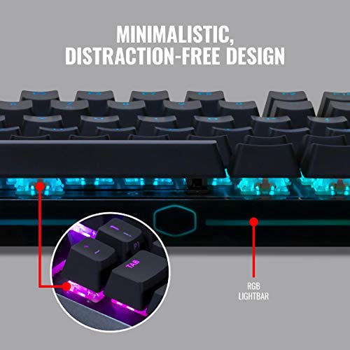 Cooler Master MK730 Tenkeyless Gaming Mechanical Keyboard with Red Switches, Cherry MX, RGB Per-Key Lighting and Removable Wrist Rest