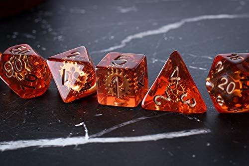 Steampunk Gear DND Dice Set for Dungeons and Dragons Gifts, D&D, D and D, Pathfinder, Accessories, D20, Polyhedral, Resin Dice, Metal, Dice Tray, Tower, Bag, Box