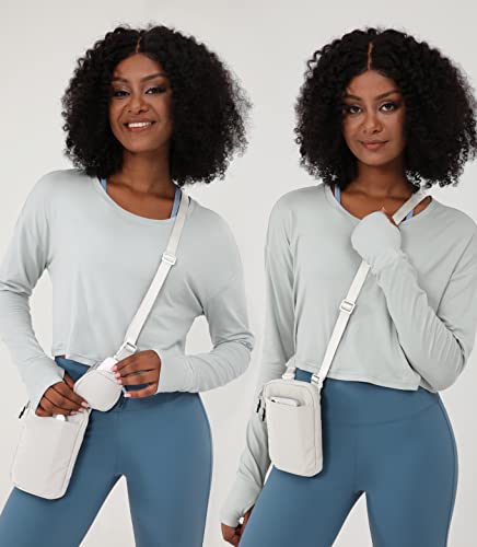 ODODOS Unisex Crossbody Bag with Removable Small Pouch Adjustable Belt Bag for Cell Phone Travel Workout Running Hiking, White