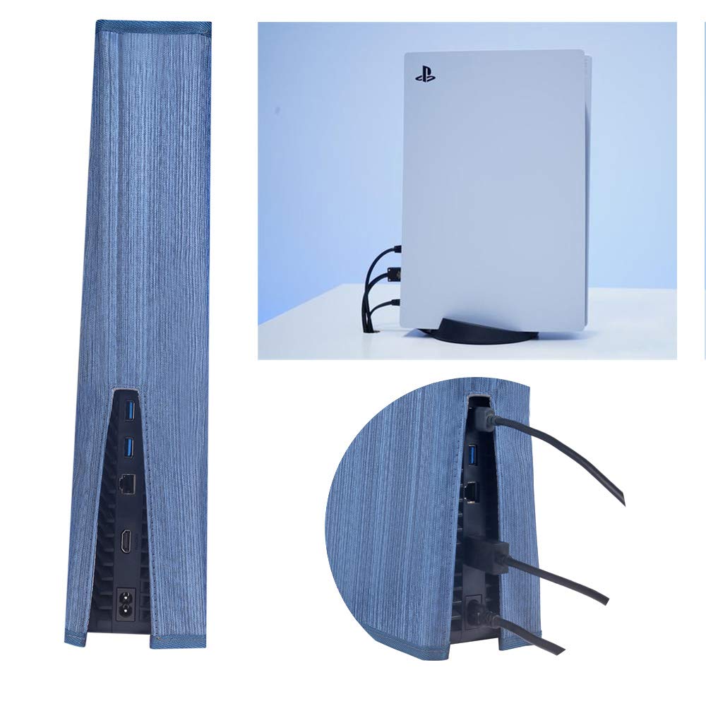 SHIYETA Dust Cover Soft Thick Cover Sleeve for Playstation 5 Console Digital Edition & Regular Edition, Anti Scratch Waterproof Cover Sleeve -Easy Access Cable Port (Blue)