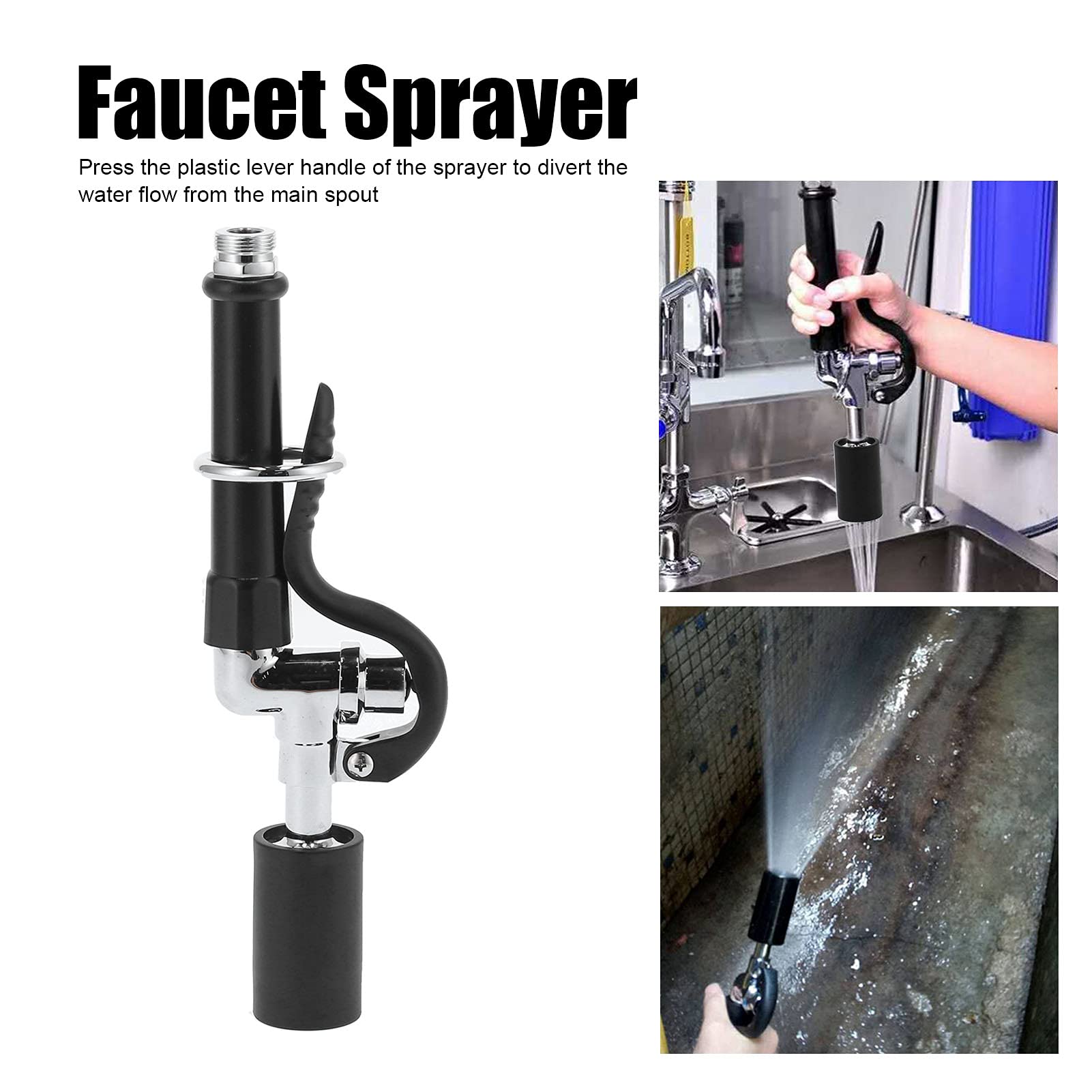 FASJ Kitchen Sink Faucet, Pre Rinse Spray Valve High Pressure Dish Sprayer Nozzle High Pressure Rinse Sprayer for Hotels for Restaurants, default