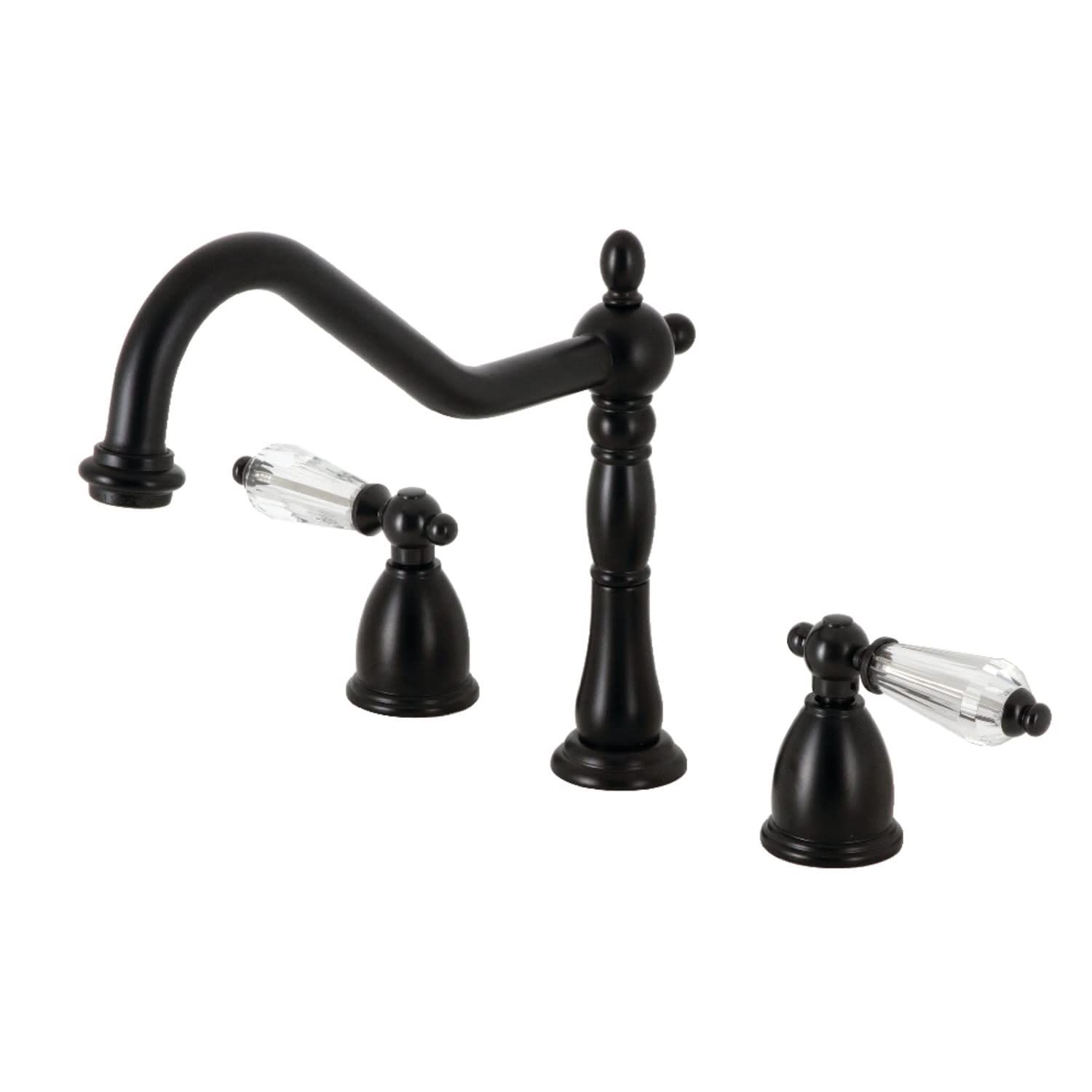 Kingston Brass KB1790WLLLS Wilshire Widespread Kitchen Faucet, Matte Black