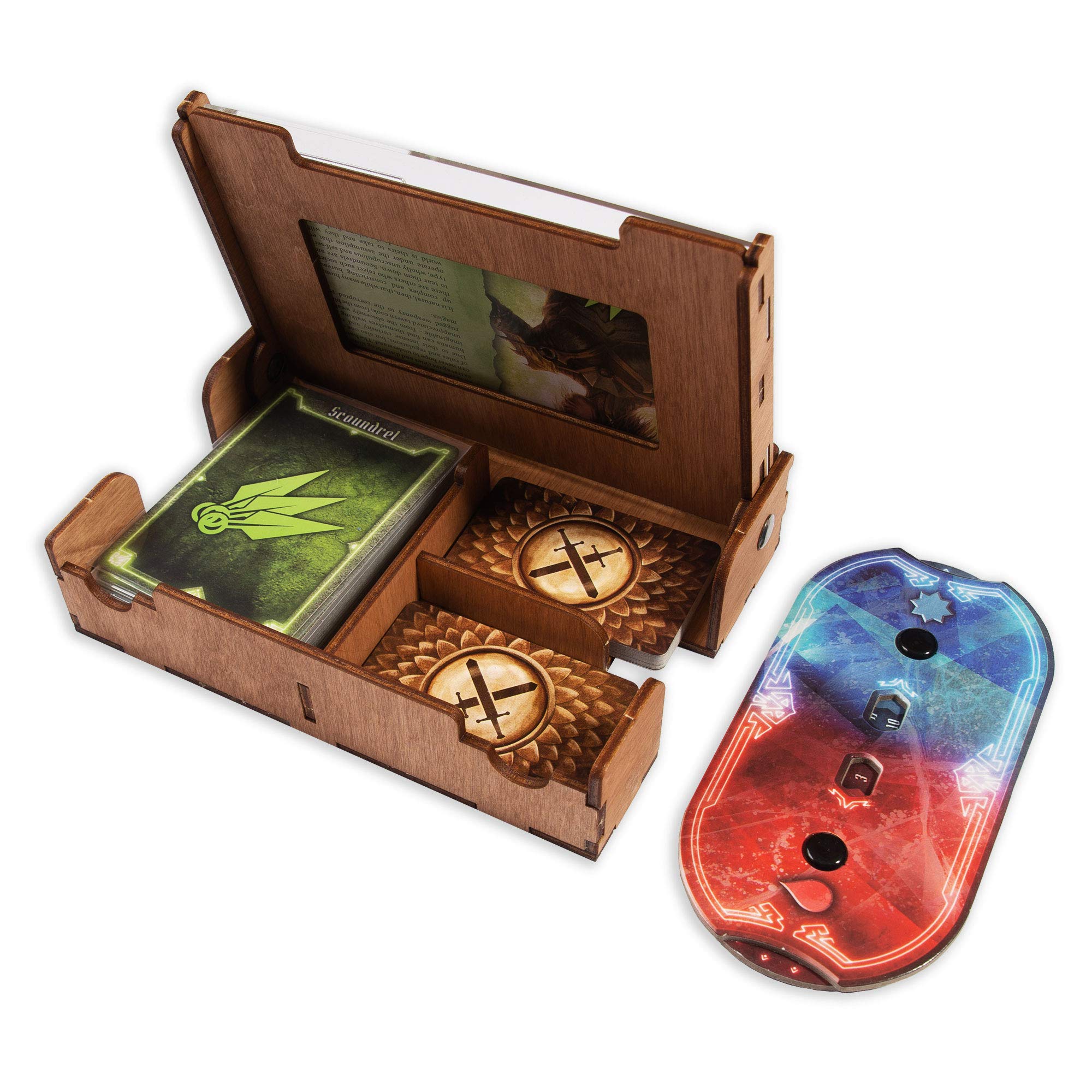 Smonex Wooden Character Box and Player Tray Compatible with Gloomhaven Board Game - Gaming Organization, Storage and Saving Game Results with Player Board β 4 pcs
