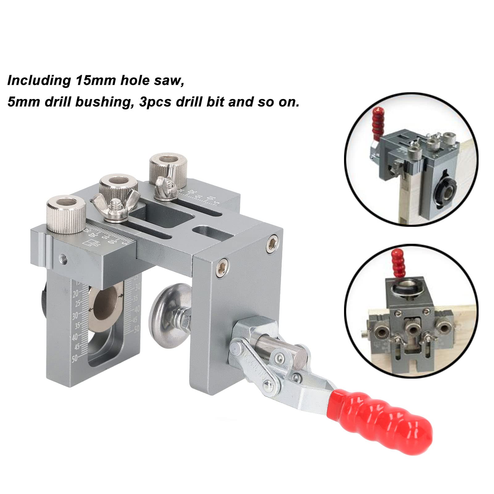 Drill Guide, 3 in 1 Design Portable Dowel Jig Firm Fixing for Furniture