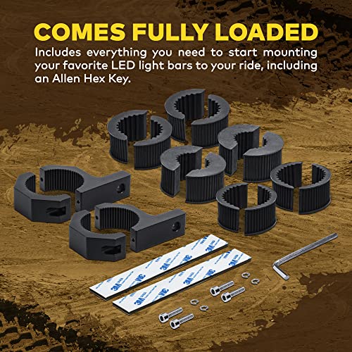 Off-Road Light Mounting Bracket Bar Clamp Kits [1"/1.5"/1.75"/2" Inch] [Horizontal Bar] [Aluminium] [2 Units] Bull Roll Cage Clamps Mount For ATV UTV