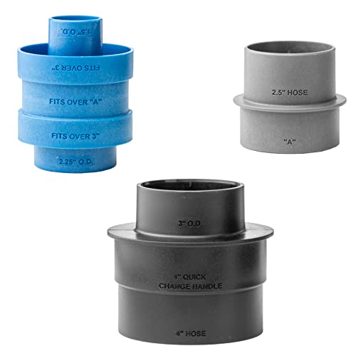 Dust Right Stacking Dust Port Adapter Set (3-Piece) – Interchangeable Vacuum Adapter for Dust Collection Hose & Tools – Glass Reinforced Polypropylene Dust Collectors for Woodworking