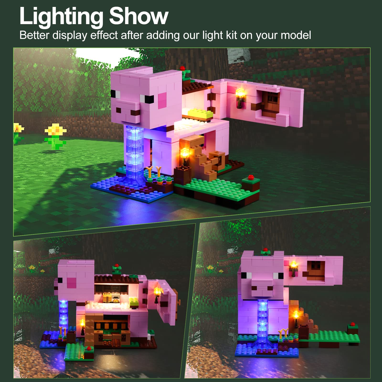 cooldac Lighting Kit for Lego The Pig House, LED Light Compatible with Pig House Lego 21170 (Lights Only, No Models)