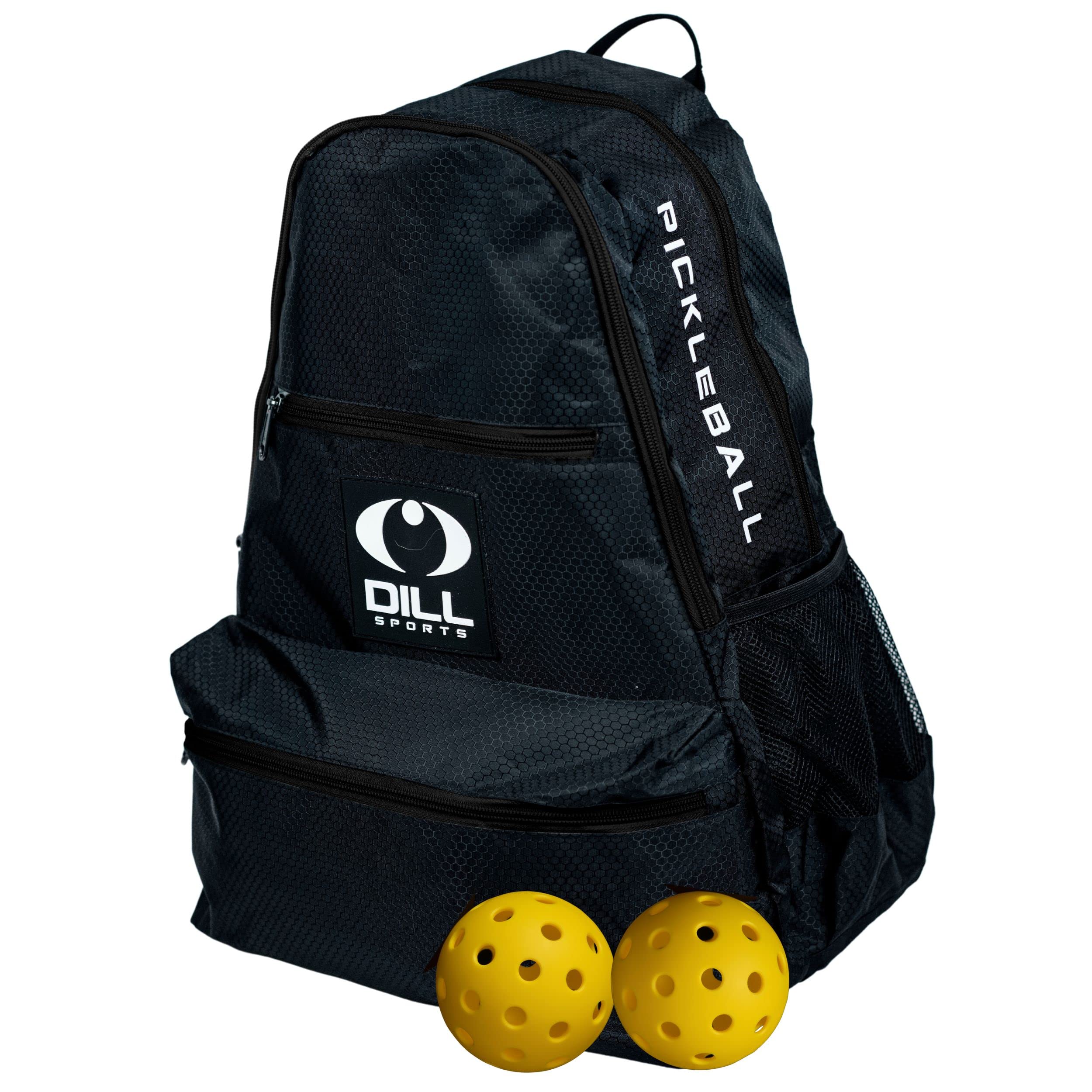 Dill Sports Pickleball Backpack - 5 Zipper Pockets and 2 Mesh Pockets - Carry Paddles, Balls, Water Bottles, and accessories
