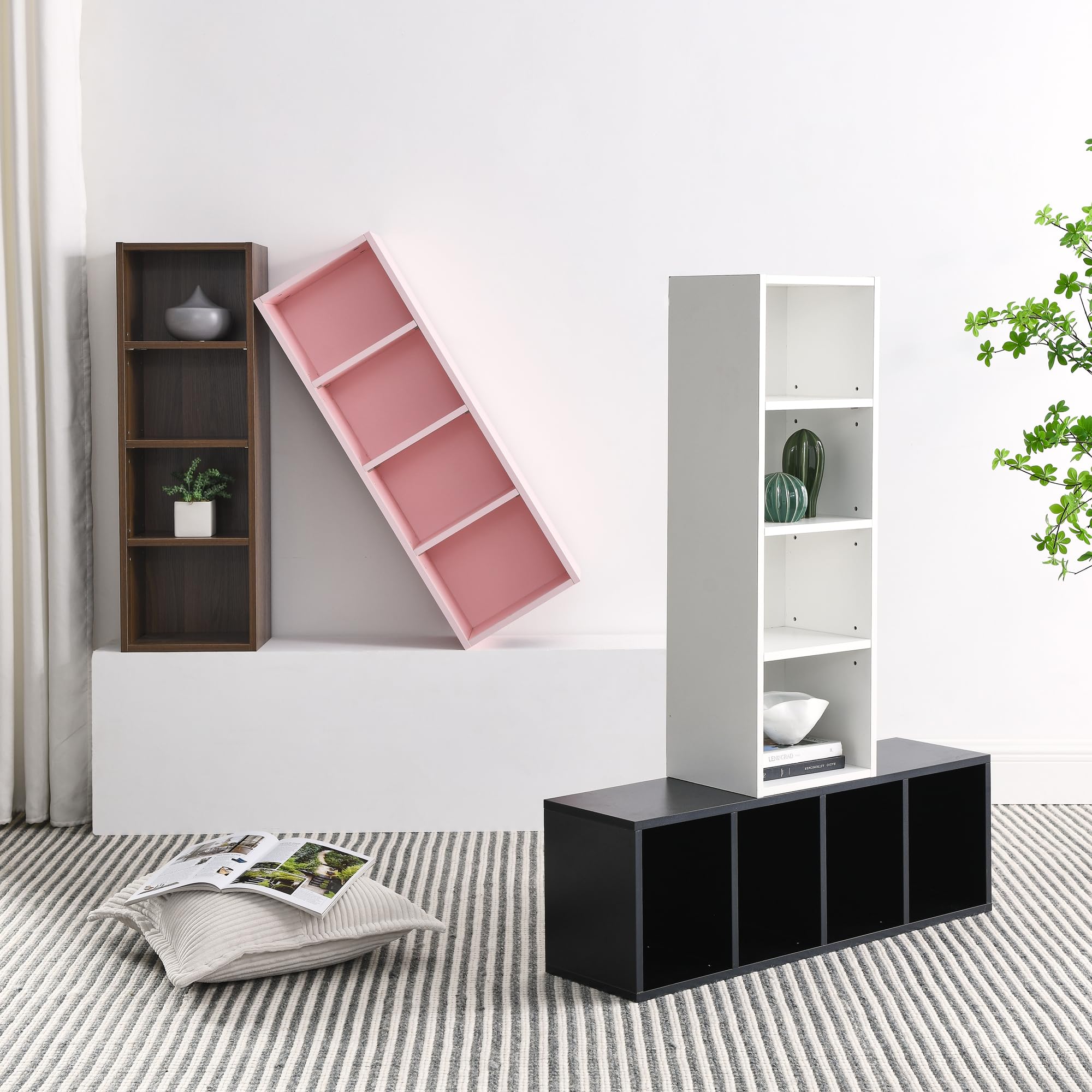Holaki 8-Tier Media Tower Rack,70.9 Inch Tall Narrow Bookshelf Storage Rack,CD DVD Slim Storage Cabinet with Adjustable Shelves,Multi-Functional Double-Decker Display Bookshelf for Home Office(White)