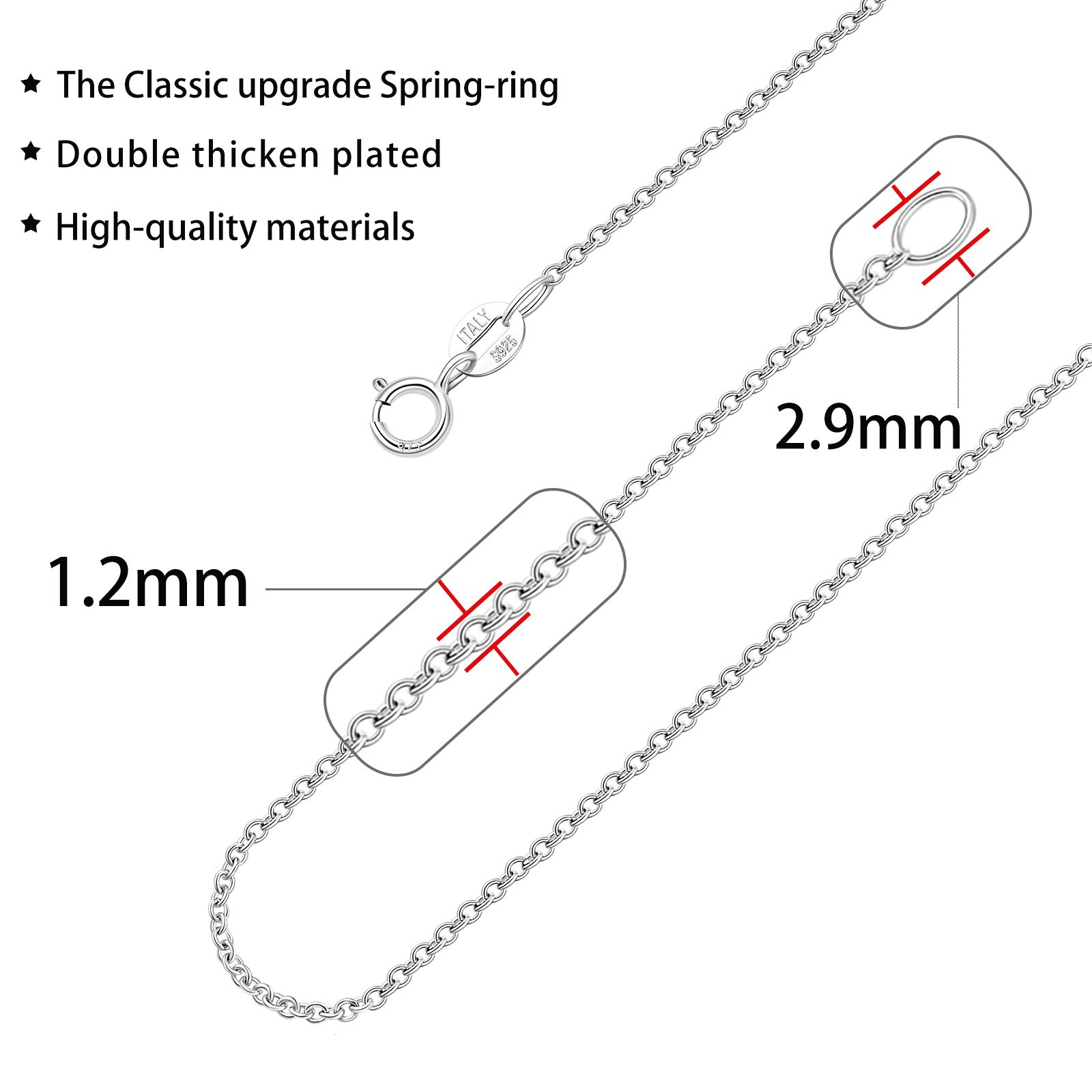 CIELTEAR 925 Sterling Silver Chain Necklace for Women Girls 1.2mm Cable Chain Italian Thin Silver Chain Super Sturdy & Lasting Shiney 18 Inch