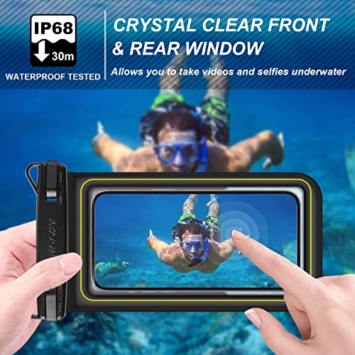 IP68 Floating Waterproof Phone Pouch, Universal Sponge Water Proof Cell Phone Case Bag with Adjustable Lanyard, Protector Pouch for iPhone 14 13 12 11 Pro Max Samsung S23 Google, Up to 6.7'' Black