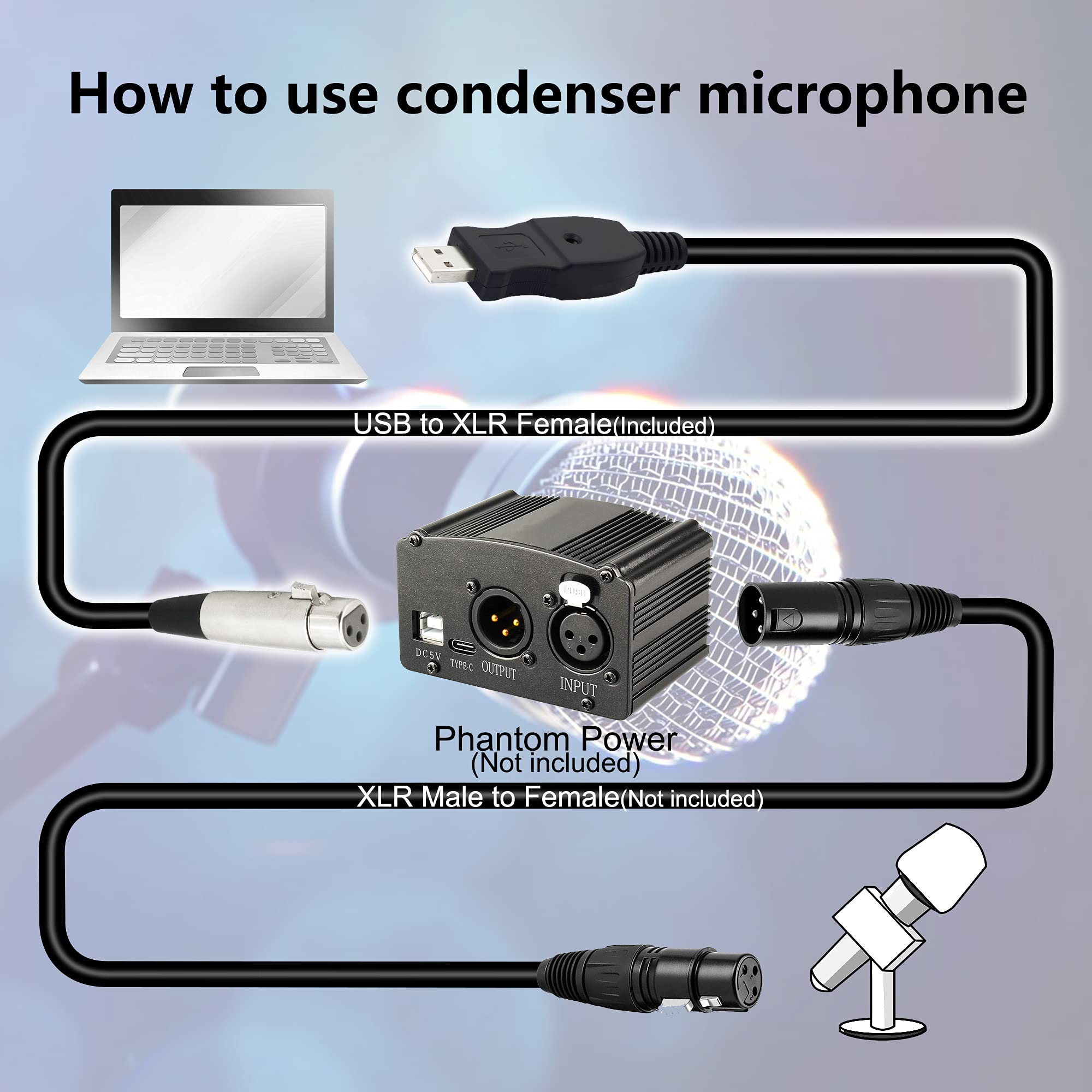 YACSEJAO USB Microphone Cable,3M/9.8FT USB to XLR Female 3 Pin Cable,USB Male to XLR Female Microphone Link Converter Cable for Microphones,Guitar,or Recording Karaoke Sing
