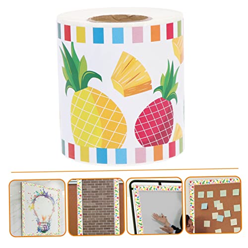 Ciieeo 5 Rolls Bulletin Board Stickers Bulletin Borders Decoration Chalkboard Border Pineapple Decor Classroom Decor Copper Plate self-Adhesive Paper Wallpaper Pineapple Pattern