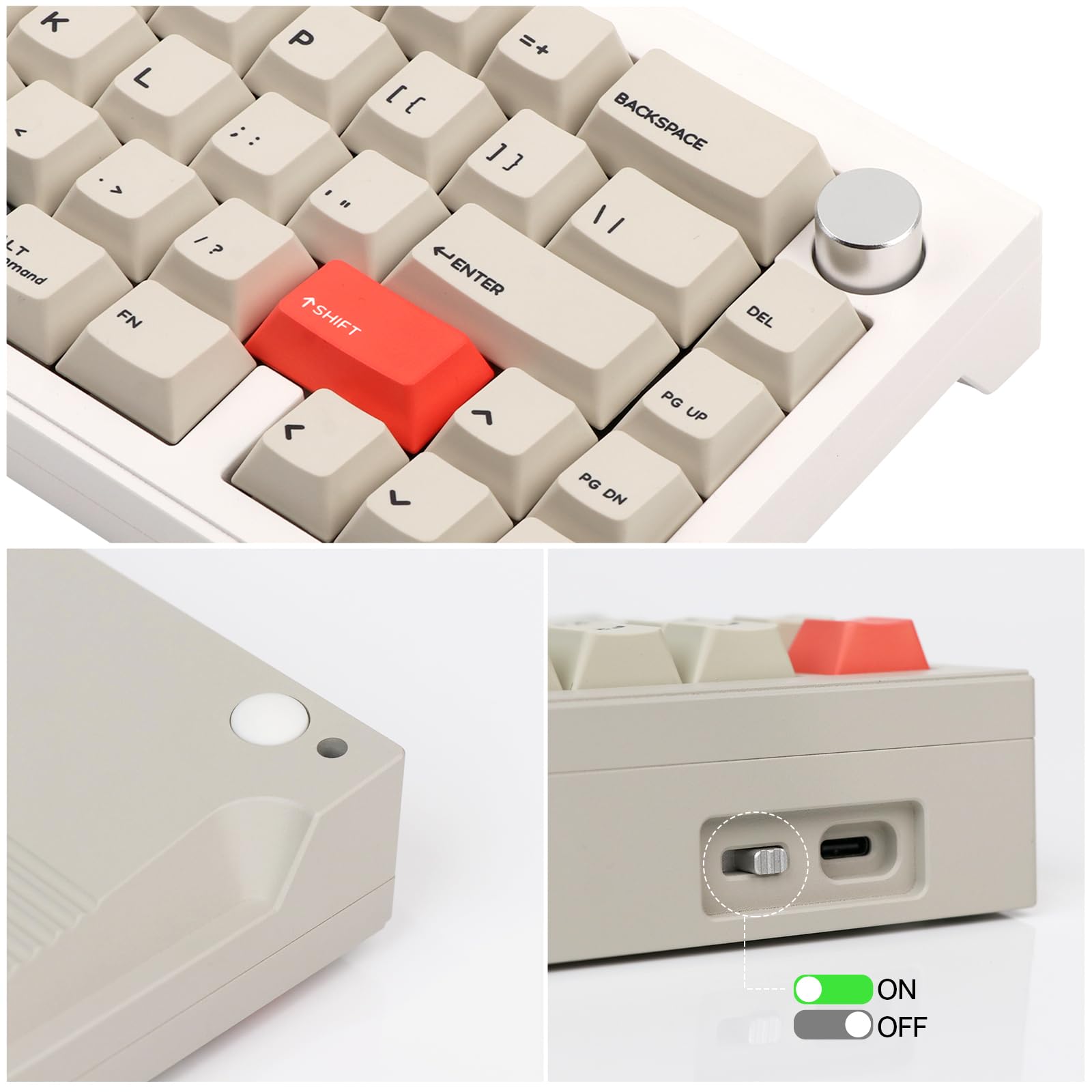 EPOMAKER CIDOO V65 V2 Wireless/Wired Mechanical Keyboard, 65% Hot Swappable Gasket Mount, with VIA Programmable Software, South-Facing LED, Aluminum CNC Casing, Poron Foam, Knob for Linux/Win/Mac