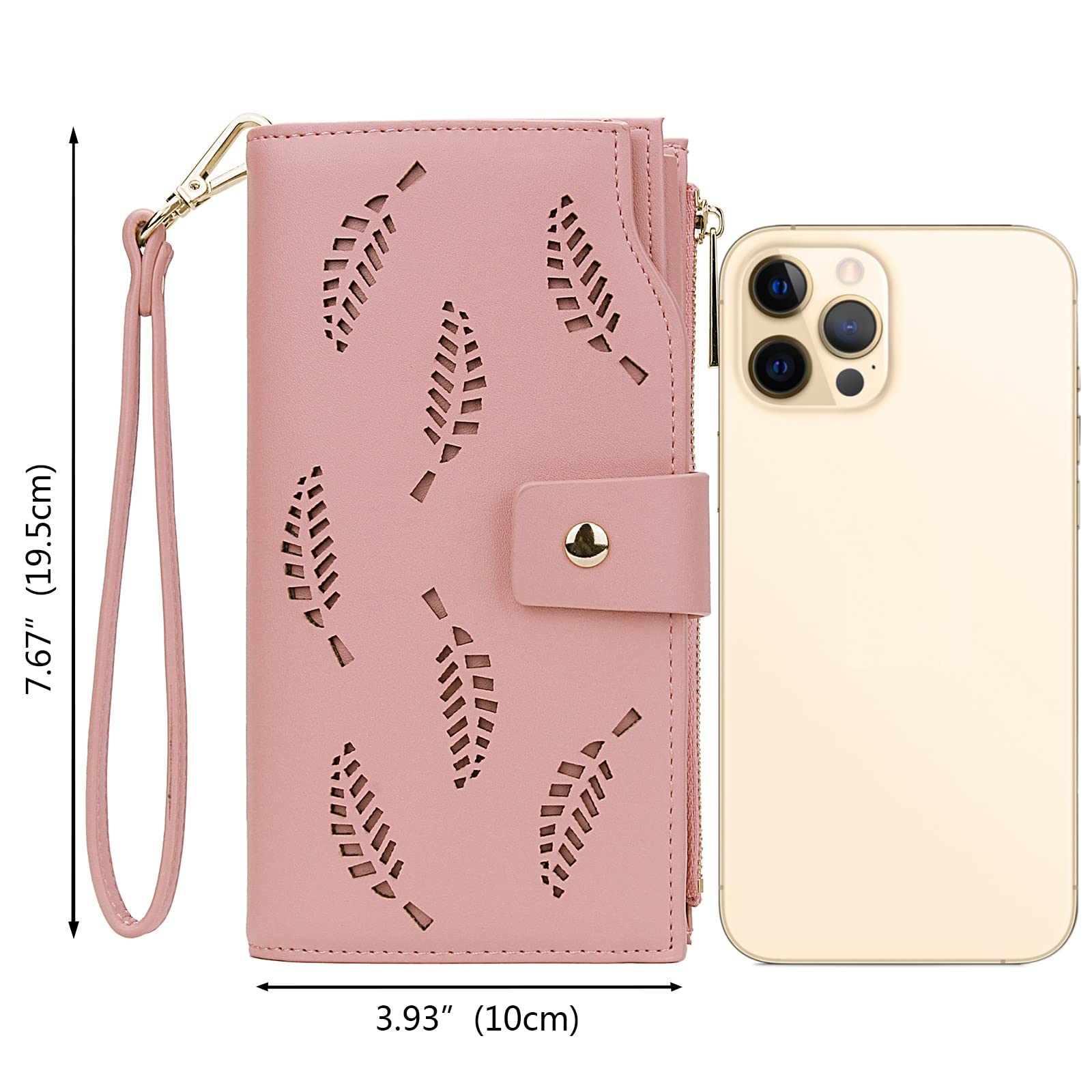 YALUXE Women's Leather Zipper Wallet RFID Blocking Multi Card Holder with Cellphone Pocket Large Capacity