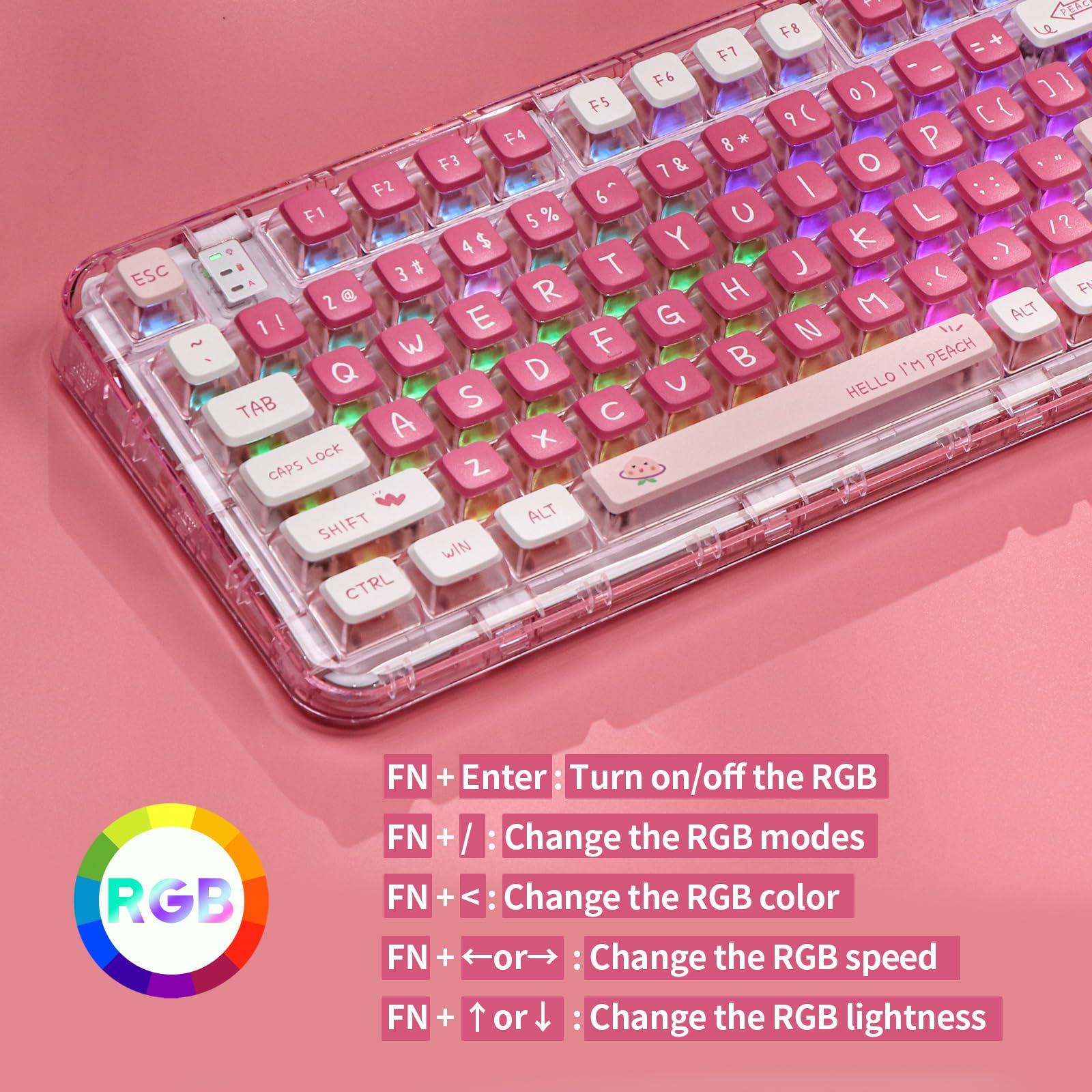 EPOMAKER CK75 75% Transparent Gasket Hot Swap Bluetooth/2.4Ghz Wireless/Type-C Wired Gaming Keyboard with South-Facing RGB, KSA Profile PBT Keycaps, Compatible with Win/Mac/Android…