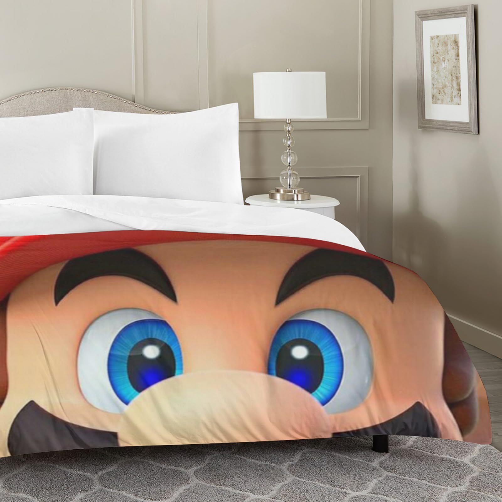 Cartoon Game Mario Comforter Set Mario Bedding Set for Girls Boys Mario Theme Comforter 3pcs Twin Size with Pillowcases