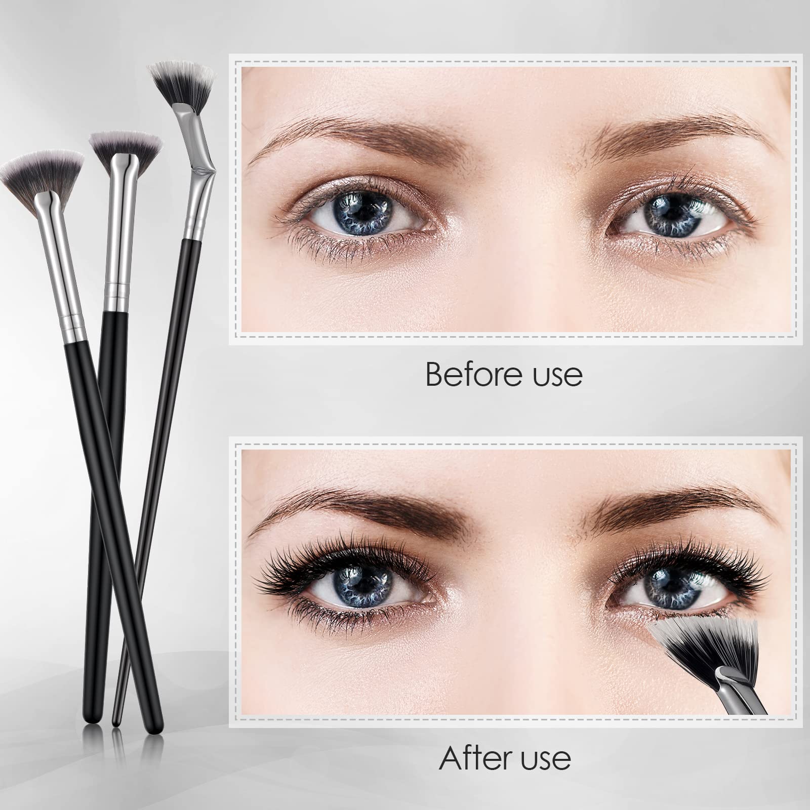 Dingion 12 Pcs Mascara Fan Brush for Lashes Eyelash Eyebrow Brush Makeup Brush Eye Lashes Makeup Tools Eye Shadow Brush Lash Wand Synthetic Fibre Smooth Application No Smearing Clumping