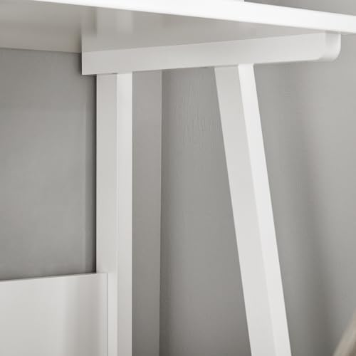 Haotian Ladder Shelf Desk Freestanding Bookshelf Space Saving Workstation Dresser Shelf Leaning Computer Desk with Shelves for Small Space, White FRG60-W
