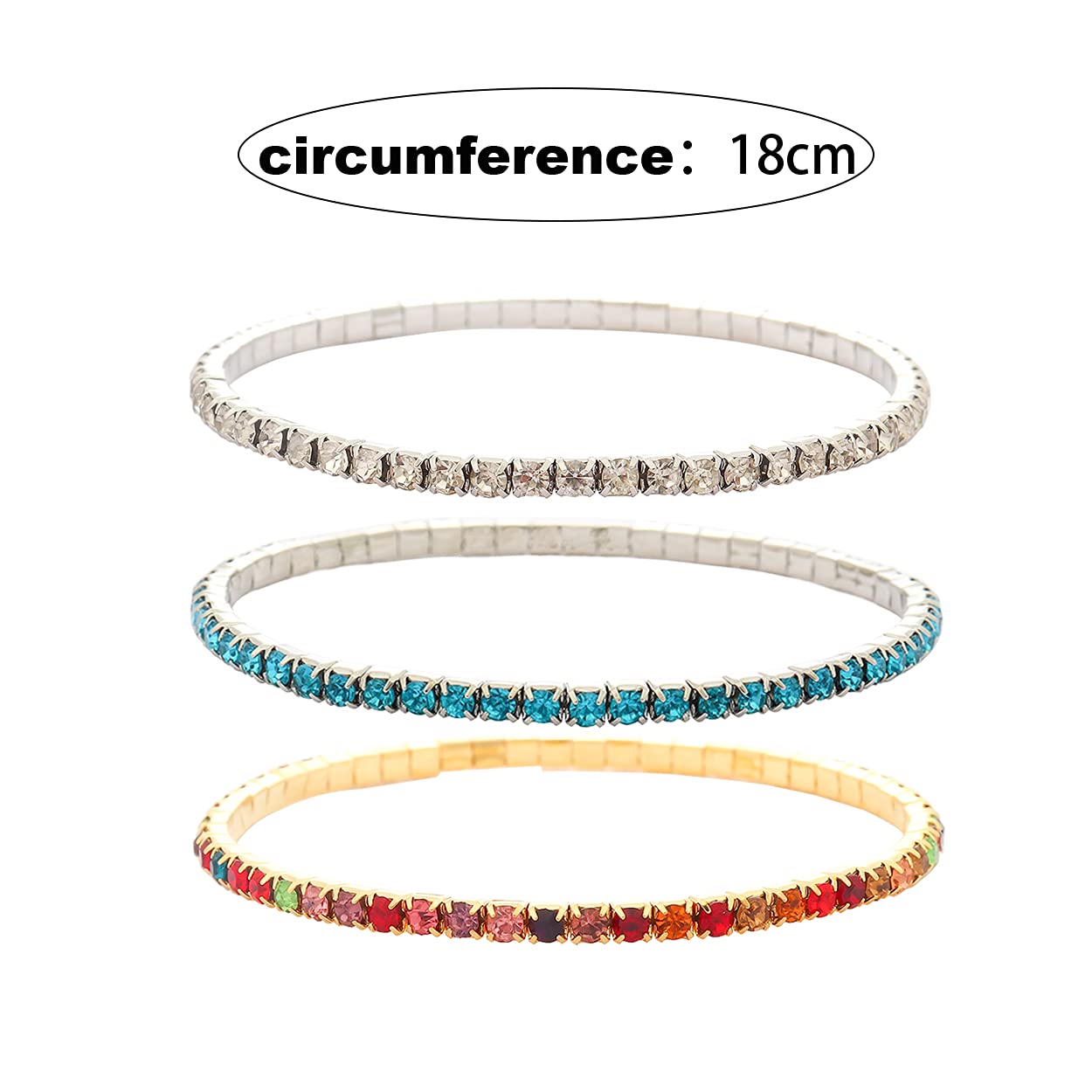 DIMISHIN Rhinestone Stretch Bracelet for Women Stacking Crystal Tennis Bracelet Diamond Bracelet Set (Multicolor)