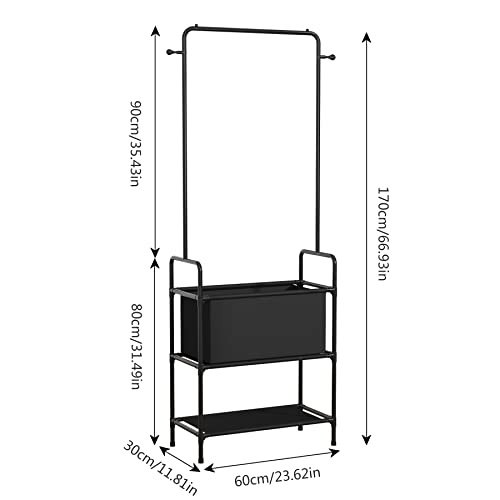 UDEAR Clothes Rack,Standard Garment Rack with Large Storage Bag,2 Non-woven Fabric Storage Shelves and 2 Hooks,Black