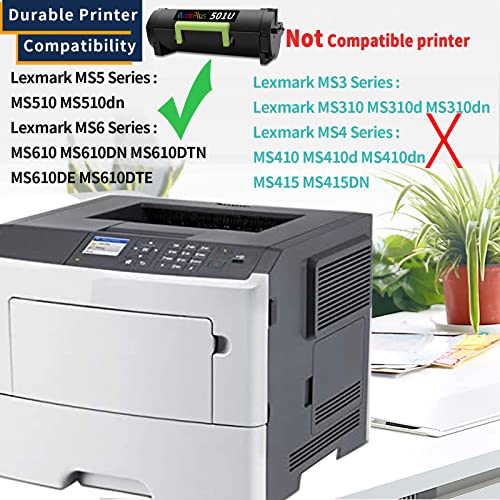 WorkPlus Remanufactured for Lexmark 50F1U00 501U Toner Cartridge for MS510 MS510dn MS610dn MS610 MS610de MS610dtn MS610dte Printer(1XBlack 20,000 Pages )