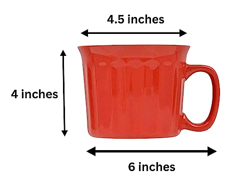 Soup Mug Bundle With 2 Large Red Mugs And 2 Thai Kitchen Noodle Soup Packets