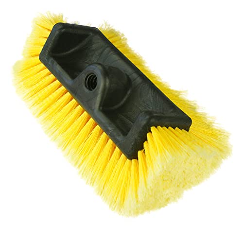 GIANT BEAR 10" Flow-Thru Penta-Level Car Wash Brush Head with Soft Yellow Bristles, Not Hurt Paint Scratch Free Cleaner Tool for Car Rv Truck SUV Deck Home Cleaning.