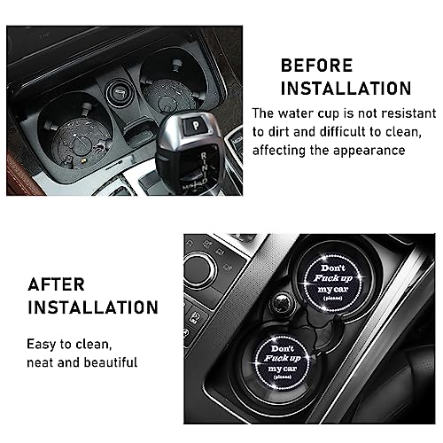 Kewucn 2 Pack Bling Car Cup Holder Coasters, 2.75 inch Anti-Slip Soft Rubber Crystal Rhinestone Auto Cup Insert Pad, Universal Vehicle Interior Decor Accessories for Car SUV Truck (Black)