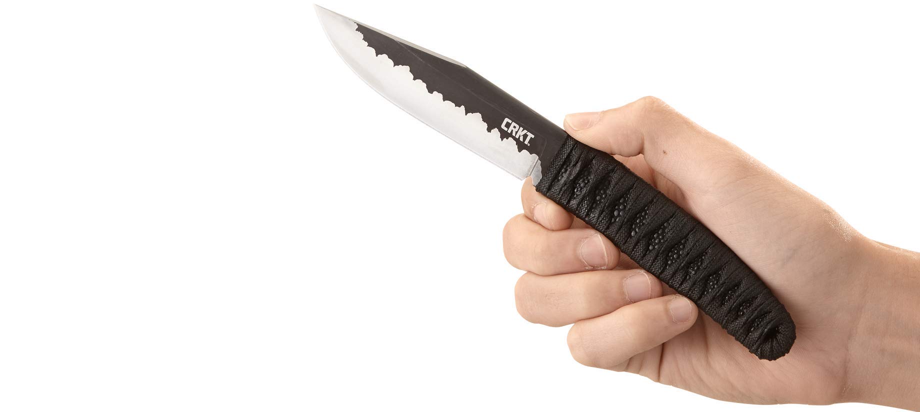 CRKT Nishi EDC Knife: Everyday Carry Fixed Blade Knife, Clip Point Blade with Titanium Nitride Finish, Cord Wrapped Handle, Sheath 2290