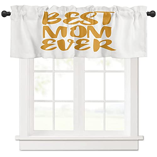 RainbowDay Valance Curtain Elegant Decorative Rod Pocket Valances Gold Best Mom Ever White Background Window Curtain Valance for Kitchen Bathroom Bedroom Basement Cafe,1 Panel 42x12 Inch