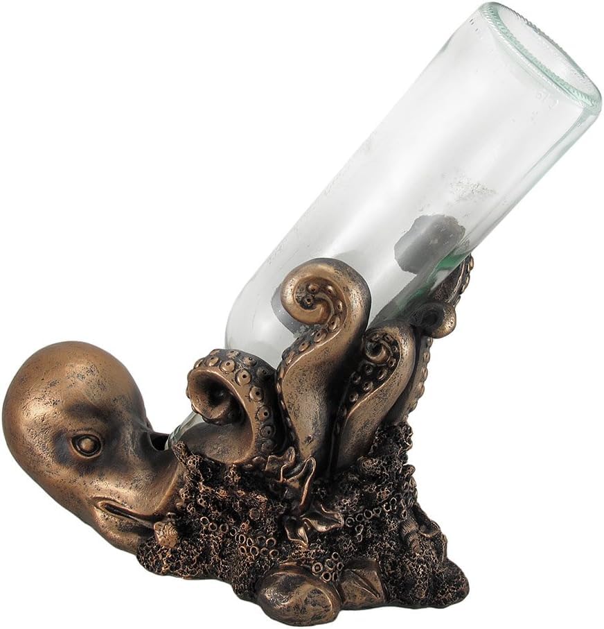 Ebros Gift Ocean's Misty Refreshment Large Nautical Marine Drinking Giant Sea Octopus Kraken Wine Bottle Holder Rack Sculpture Cthulhu Cephalopod Tentacles Monster Decorative Figurine