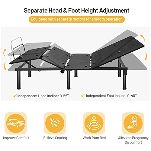 Giantex Twin XL Adjustable Bed Frame w/ 8β Cool Gel Infused Memory Foam Mattress, Electric Adjustable Bed Combo w/Head & Foot Adjustment, Remote Control, LED Light & Dual USB Ports, Convoluted Foam