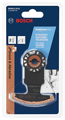 BOSCH OSM212CG 1-Piece 2-1/2 In. x 1/8 In. StarlockMax Oscillating Multi Tool Grout & Abrasive Carbide Grit Segmented Saw Blade for Extreme-Duty Applications in Grout Removal