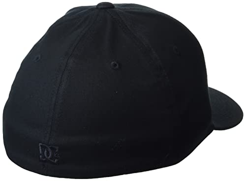 DC Men's Cap Star Flexfit Curve Brim Hat, Black/Black, Large