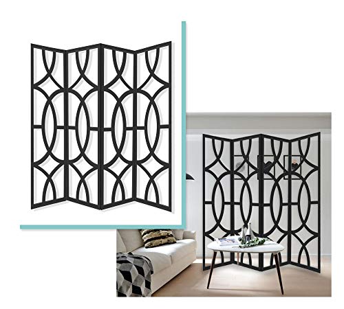 Screen Gems Savoy Screen SG-281-84" x 84" Room Divider, Black