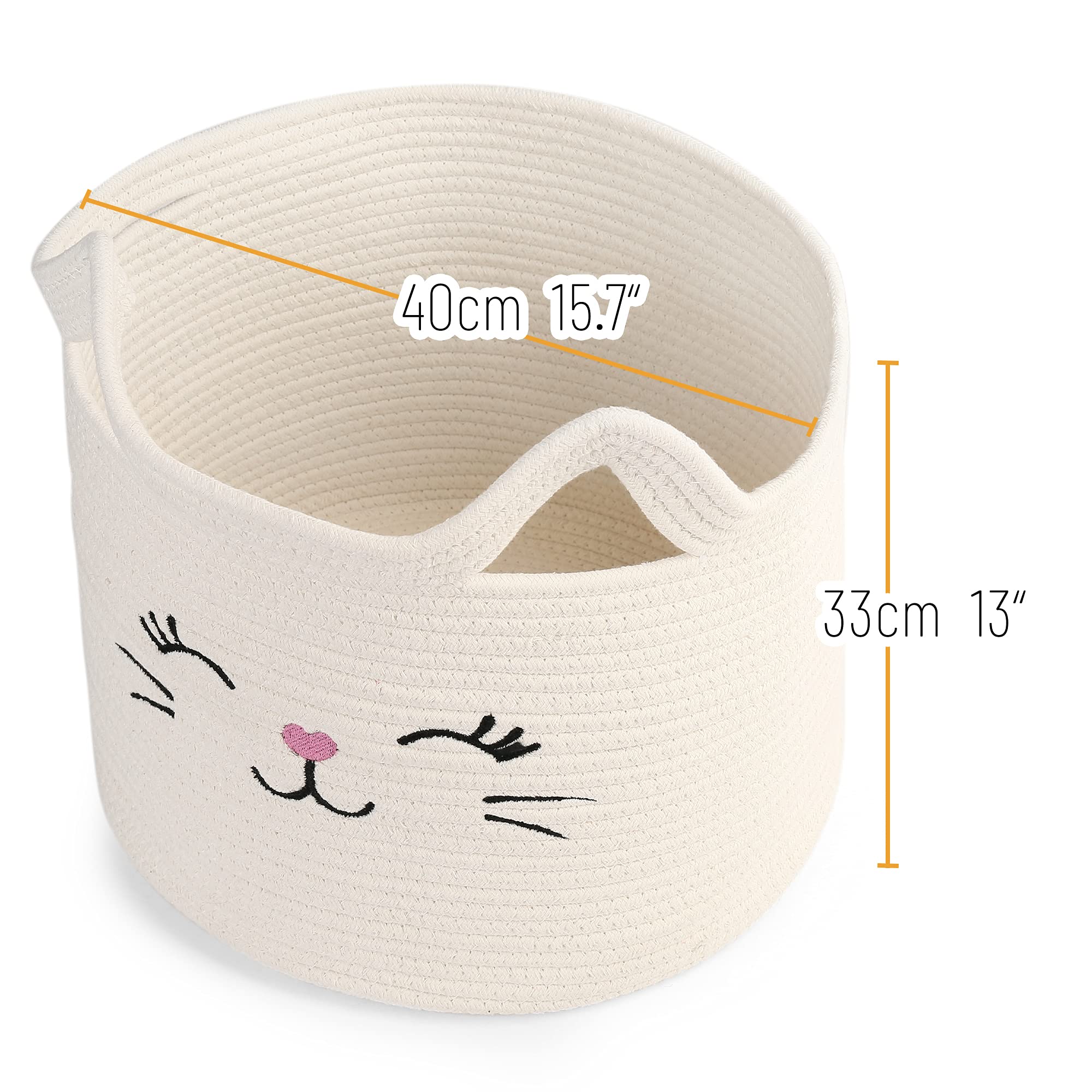 LotFancy Dinosaur Basket for Boys, Cotton Rope Storage Basket for Kids, with Handles, Pets Cats Dogs Toy Holder Container, 15.7x13'' H Cute Animal Laundry Hamper