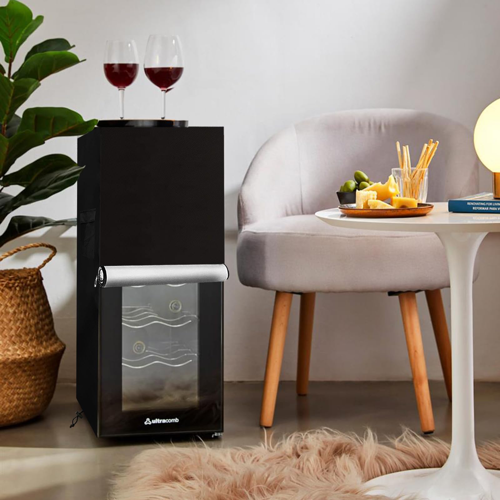 Bitubi Wine Cooler Refrigerator Cover,Outdoor Fridge Cover β Waterproof, Dustproof, Sun-Proof, 11" W x 19" D x 32" H. Suitable for most 12-14 Bottle Beer or Wine Mini Fridge (Black)