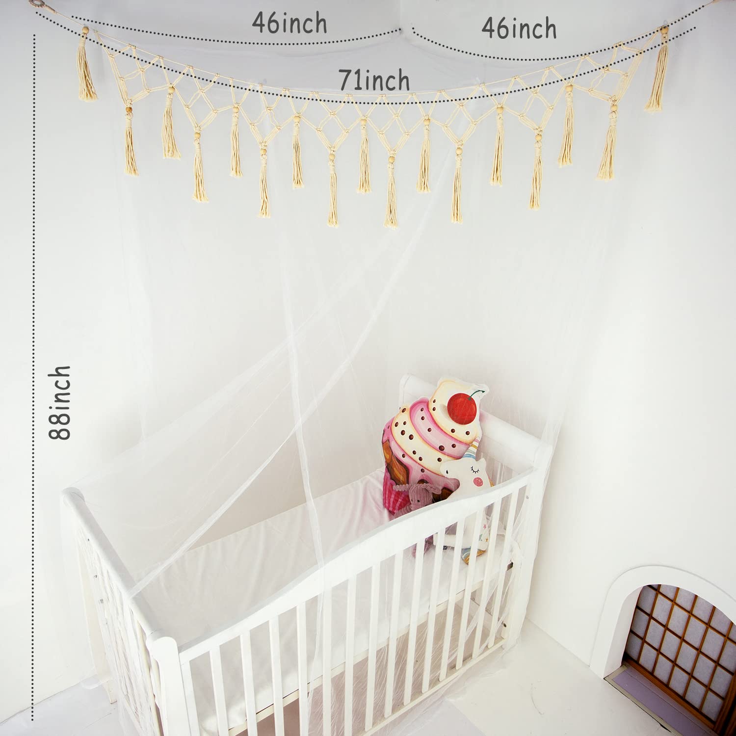 Diocos Kid Play Room Tents Corner Hanging Canopy Boho Decor Macrame Wall Hanging for Nursery Preschool