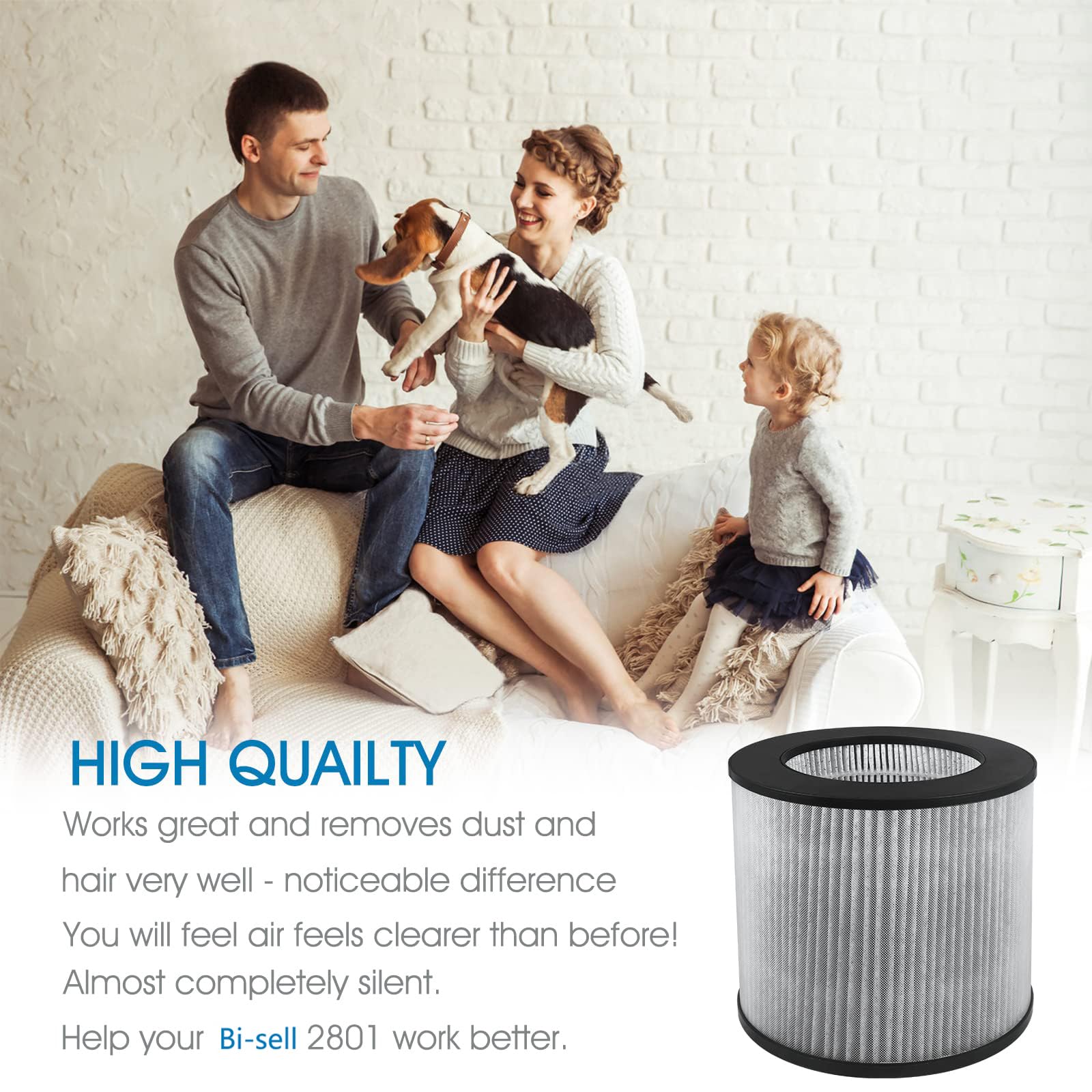 HAMVUS 2 Pack 2801 Replacement Filter Compatible with Bi-ssell 2801, 2780, 2780A, 2780B, 2780P, 27809 Hight Efficiency and Carbon Filter, 2801 MYair Personal Air Purifier Replacement Filter