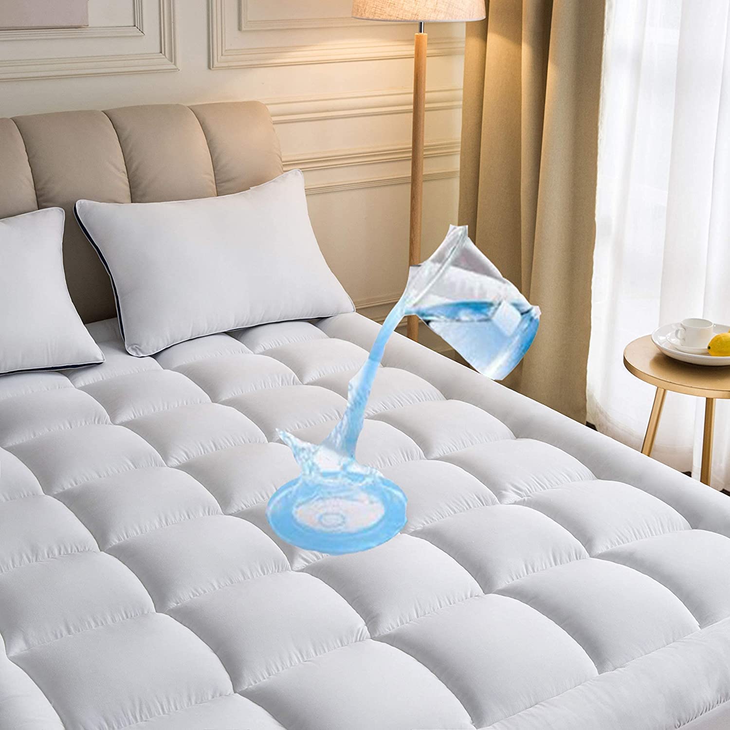 Niagara Waterproof Mattress Topper Twin - Microfiber Fabric Mattress Pad - Thick Breathable Pillow Top Mattress Pad for Back Pain Relief - Deep Pocket Fits 8-20 Inches Mattress (39x75 Inches)
