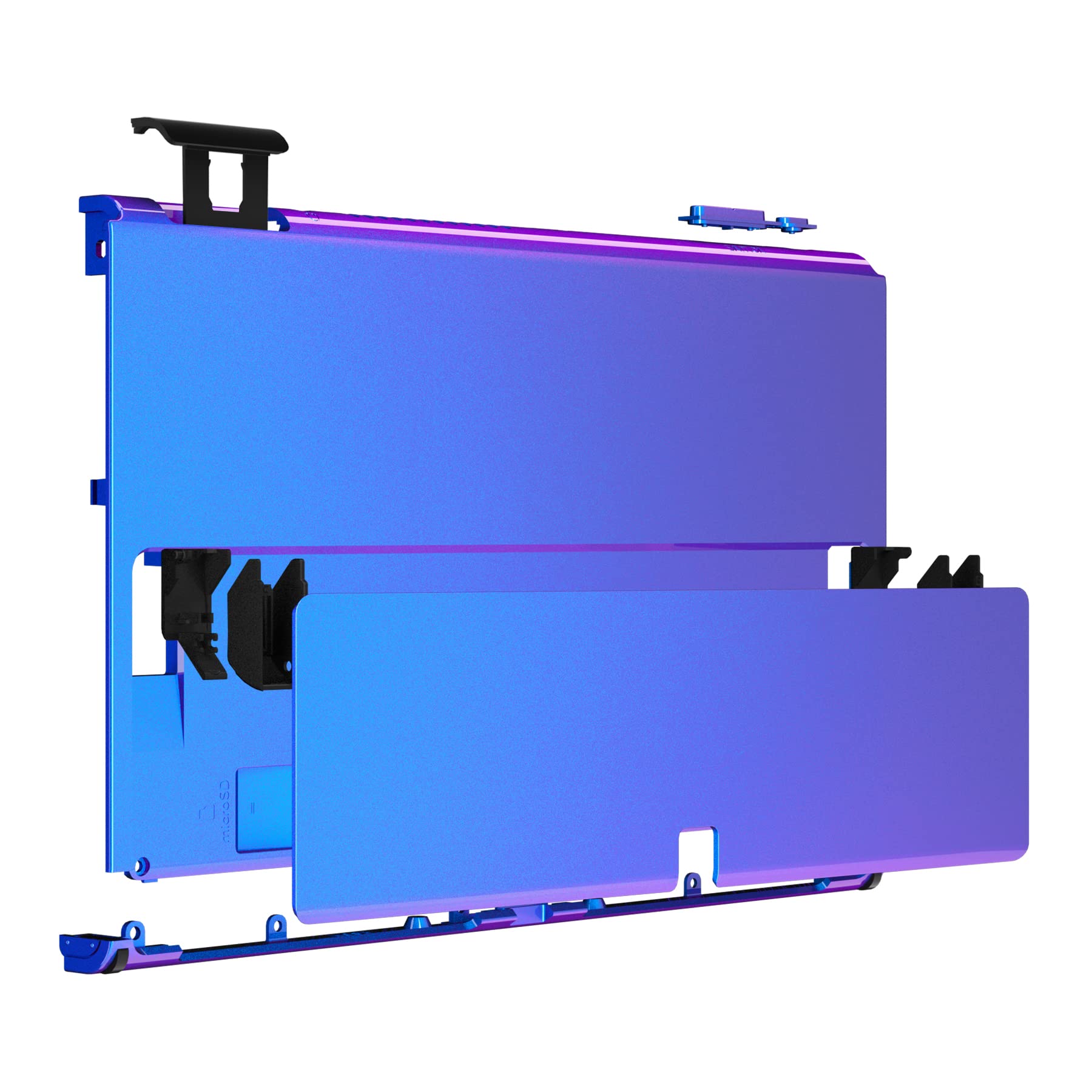 eXtremeRate Chameleon Purple Blue Console Back Plate DIY Replacement Housing Shell Case with Metal Kickstand for Nintendo Switch OLED – Console and Joycon NOT Included