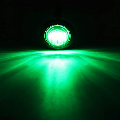 Meerkatt (Pack of 10) 3/4 Inch Mini Round Green LED Flush Mount Indicator Light Side Marker Clearance Lamp w/Grommets Universal Fit Truck Trailer Boat Pickup 12V DC