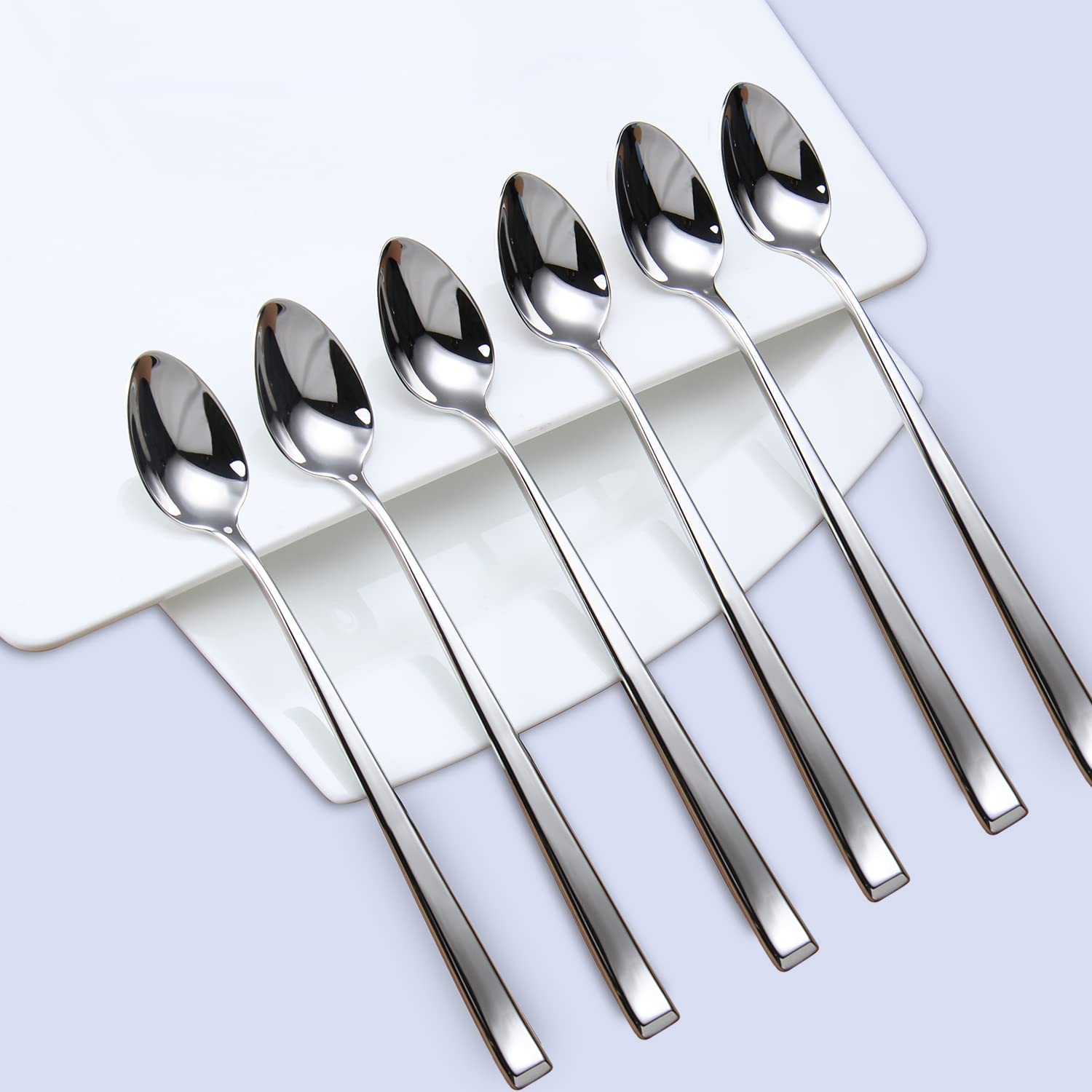 HISSF Iced Tea Spoons, Mixing Spoons,18/10 Stainless Steel Stirring Spoons, set of 6 Pieces-7.9 Inch