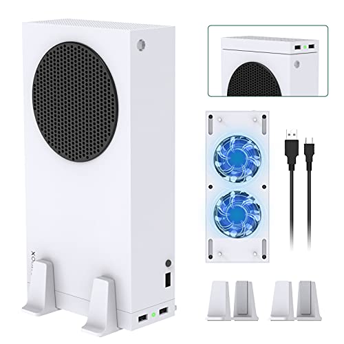 Cooling Stand for Xbox Series S Console, FASTSNAIL Dual Purpose Cooling Fan Cooler System Dock Station Accessories, 3 Levels Adjustable Speed & 2 Extra USB Ports (Only for Xbox Series S)