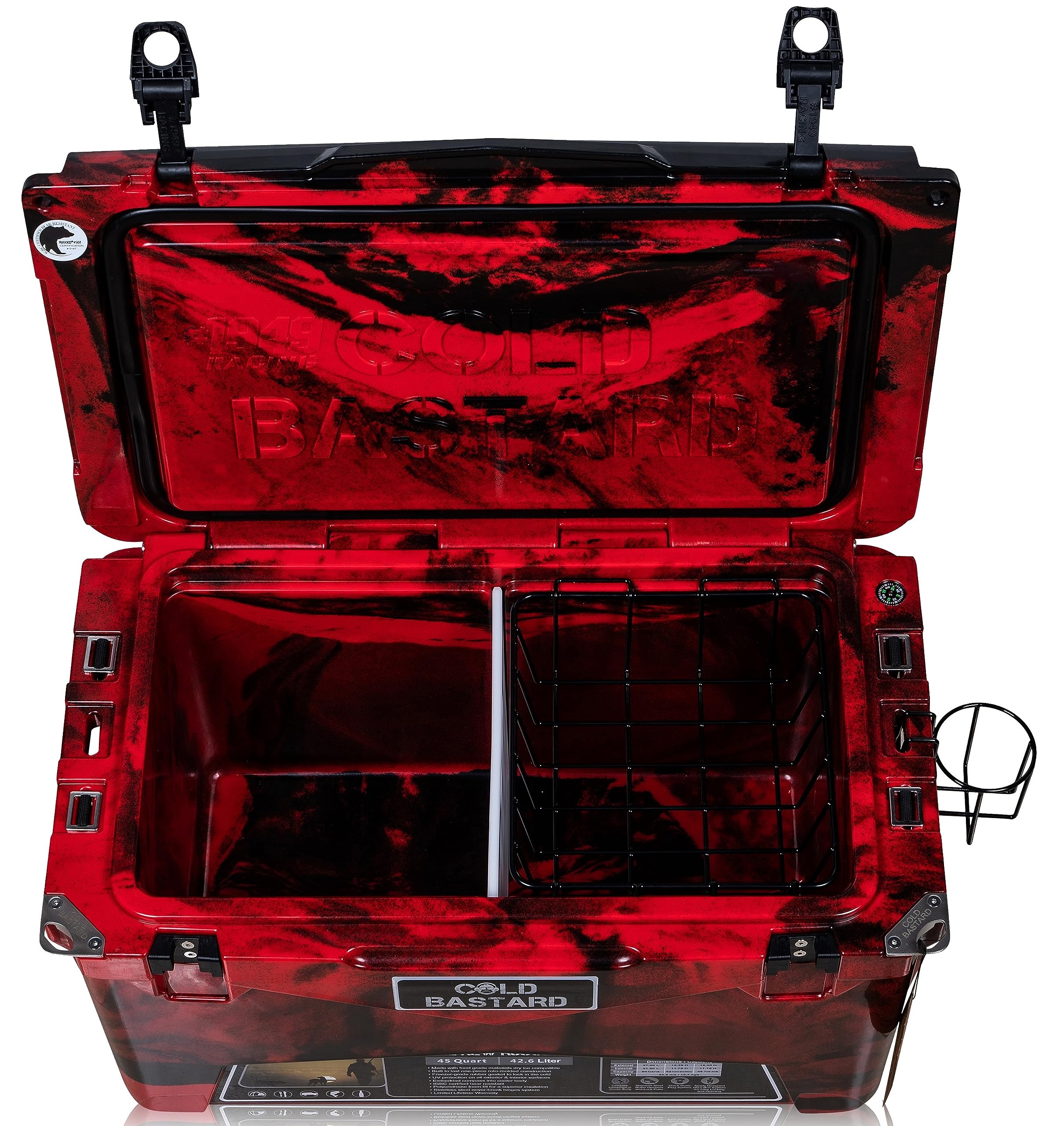 COLD BASTARD COOLERS 45QT Cold Bastard Rugged+ CAMO Red Best Premium Ice Chest Cooler Accessories Free S&H, CB45-CR