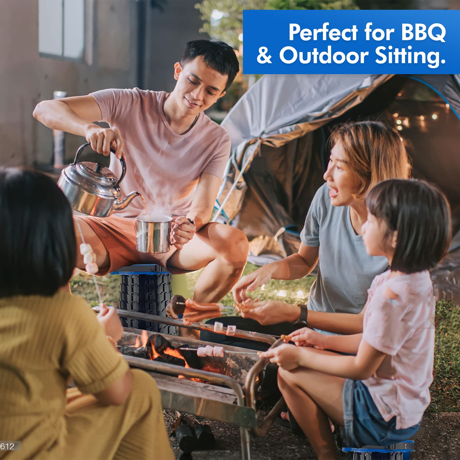Daanphe Blue Upgraded Portable Folding Stool for Adults, Lightweight and Strudy Collapsible Stool, Retractable Telescoping seat with Adjustable Strap and Used for Camping, Fishing, Hunting, and BBQ.